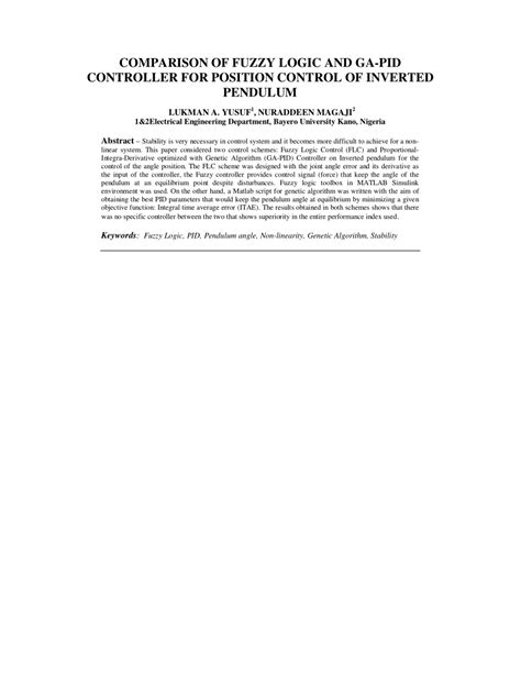 pdf comparison of fuzzy logic and ga pid controller for position
