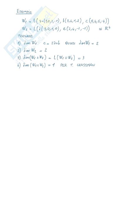 Appunti Esame Geometria Parte Di Algebra Lineare