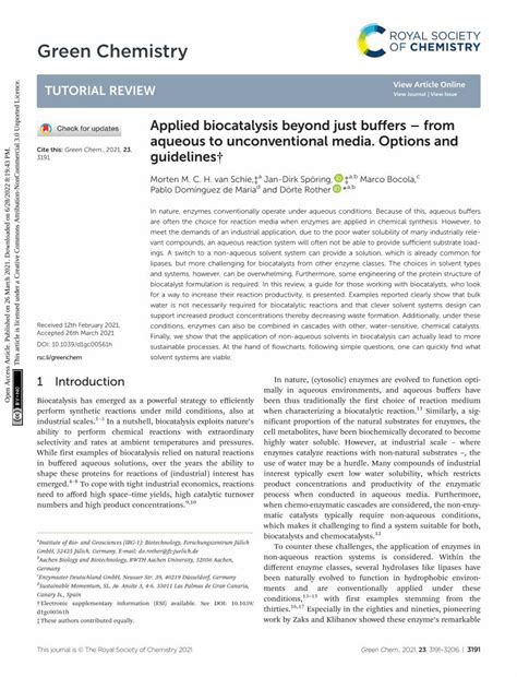 Pdf Applied Biocatalysis Beyond Just Buffers From Aqueous To Dokumen Tips