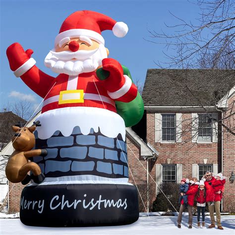 33ft Giant Santa Claus Inflatable For Christmas With 1100w Blower