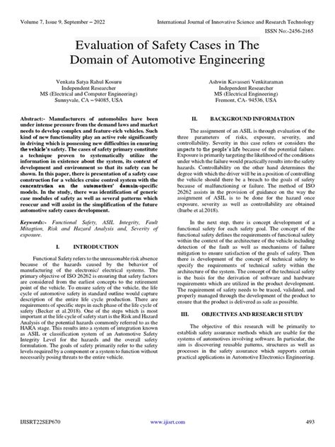 Evaluation Of Safety Cases In The Domain Of Automotive Engineering Descargar Gratis Pdf