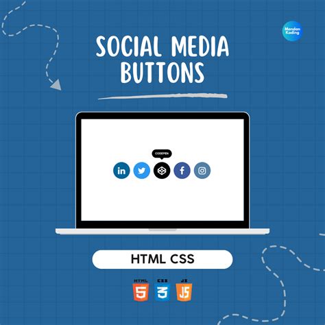 Social Media Buttons With Tooltip Using Html And Css Mandan Kodings Ko