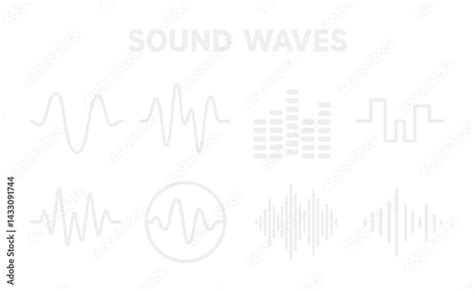 Audio And Sound Waves Icon Set Outline Style Music Frequency And Signal Symbols For Audio