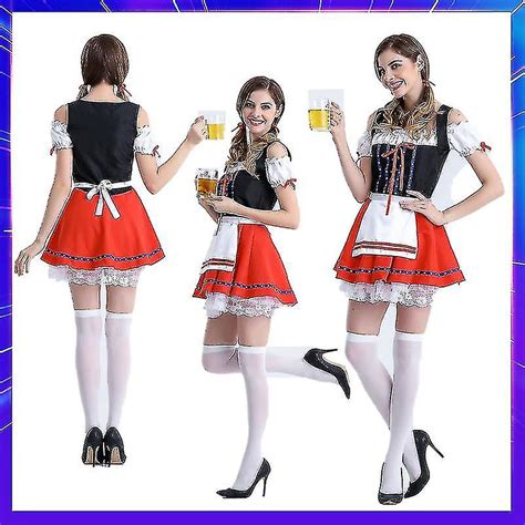 Adult Women Oktoberfest Dirndl Costume Bavaria Beer Party Carnival