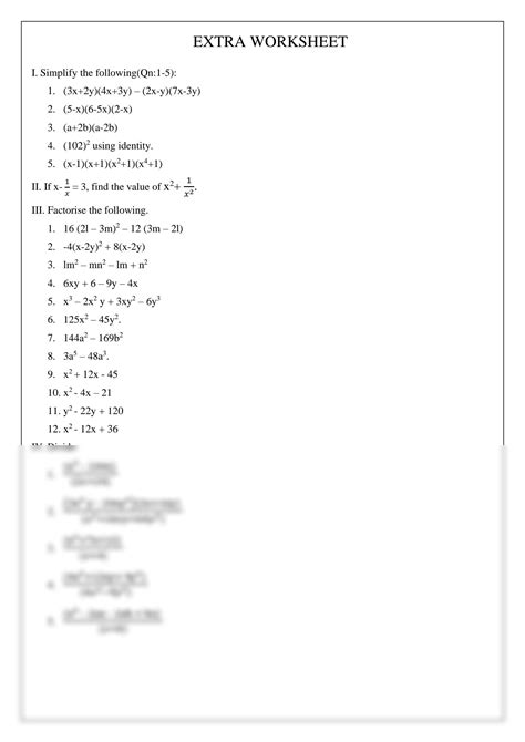 SOLUTION Grade Factorisation Extra Worksheet Studypool