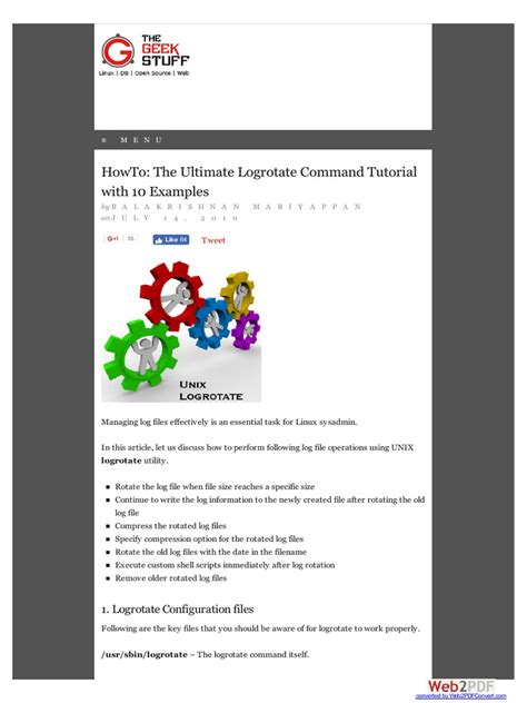 Linux Logrotate Pdf Linux Computer File