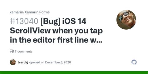 Bug IOS 14 ScrollView When You Tap In The Editor First Line Will Scroll To Go To The Bottom