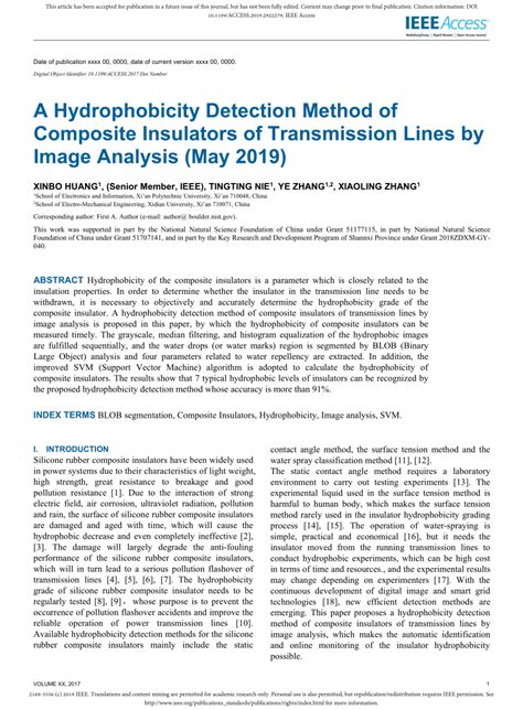 Pdf A Hydrophobicity Detection Method Of Composite Insulators Of Transmission Lines By Image