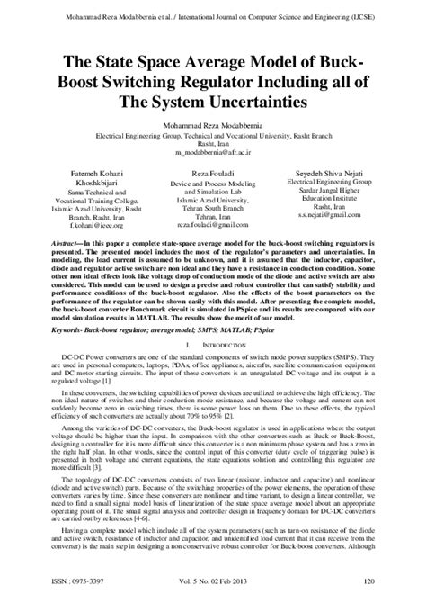 Pdf The State Space Average Model Of Buck Boost Switching Regulator Including All Of The