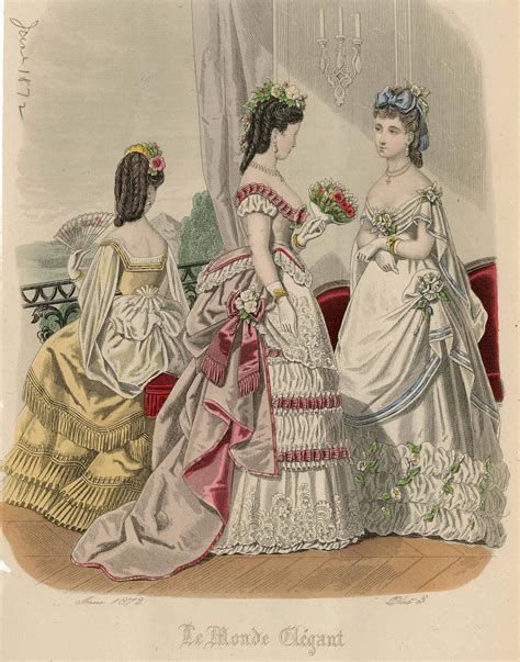 Le Monde Elégant 1872 Historia de la moda Vestidos de dama antigua