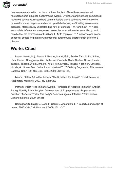 T Cells Definition And Functions 1002 Words Essay Example