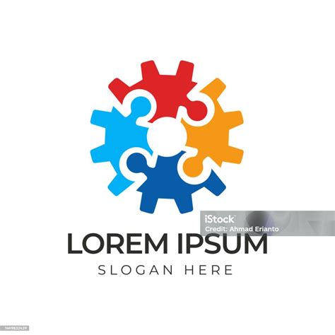 기어 모양 퍼즐 로고 디자인 인적 자원 팀워크 원형 기호 퍼즐 기본 개념 개념에 대한 스톡 벡터 아트 및 기타 이미지 개념
