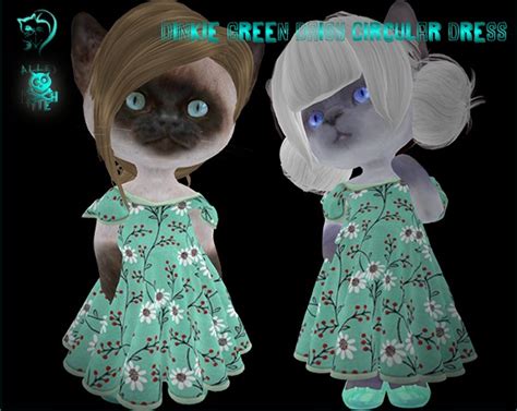 Second Life Marketplace Dinkie Green Daisy Circular Dress