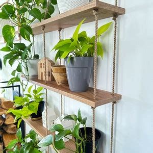 Hanging Rope Shelf Four Tier Shelf Jute Rope Plant Shelf For Wall