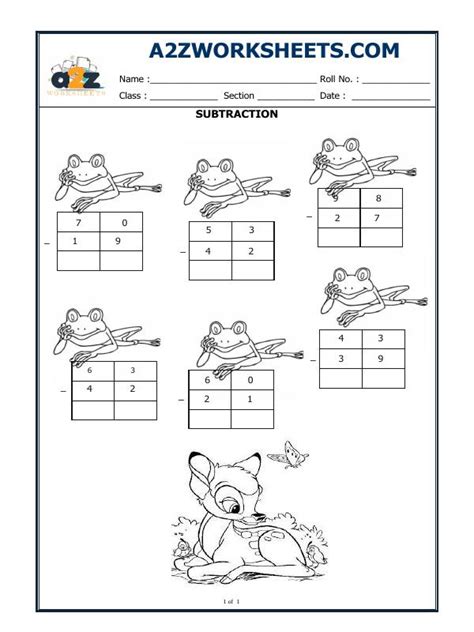 A2zworksheets Worksheet Of Dodging Table Subtraction Maths