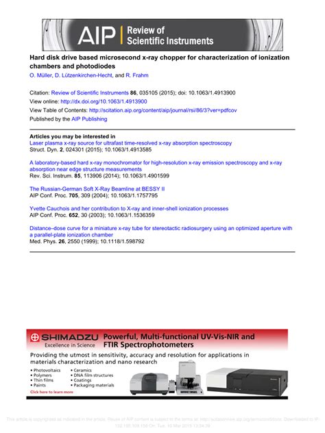 Pdf Hard Disk Drive Based Microsecond X Ray Chopper For Characterization Of Ionization