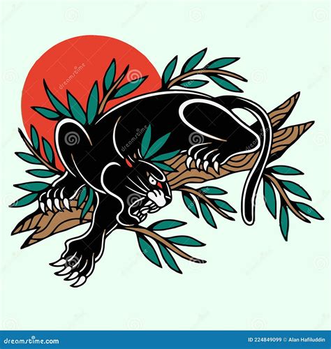 Black Panther Is Up In The Tree Stock Vector Illustration Of Sketch