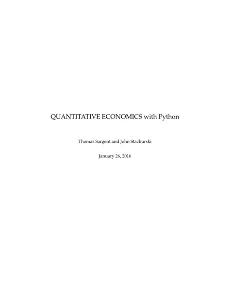 Quantitative Economics With Python Pdf Pdf Python Programming