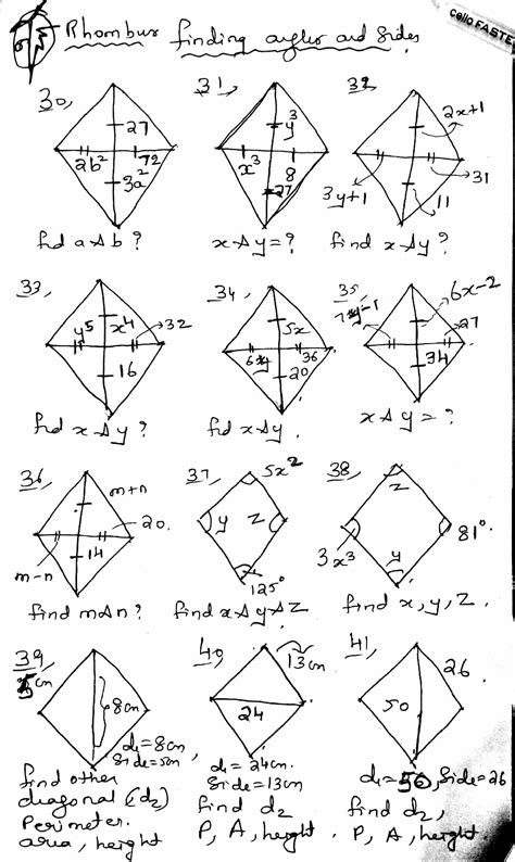 AIIMIIT education by naveen rachuri: rhombus sums worksheet 8th cbse ...