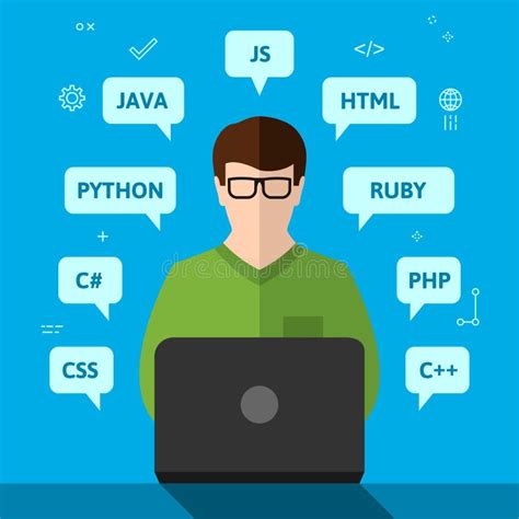 Programming And Coding Concept In Flat Design Stock Vector
