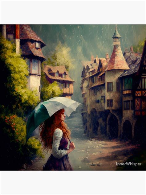 Woman With Parasol Digital Art Print Sticker For Sale By Innerwhisper Redbubble
