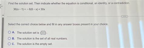 Solved Find The Solution Set Then Indicate Whether The