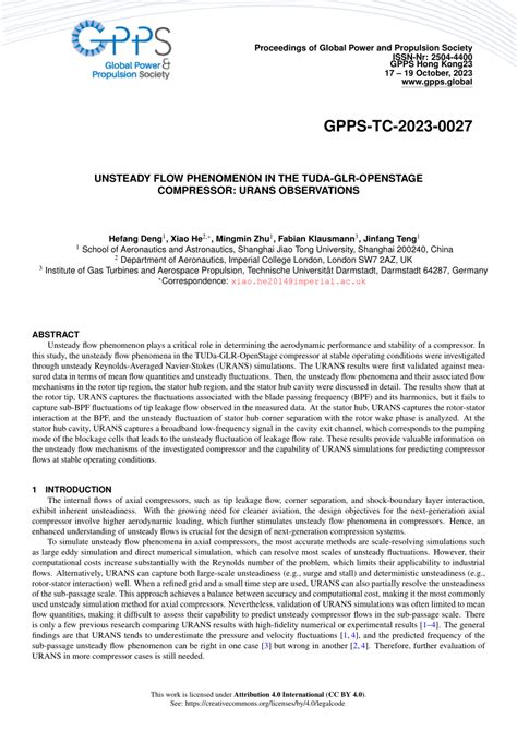 Pdf Unsteady Flow Phenomenon In The Tuda Glr Openstage Compressor Urans Observations
