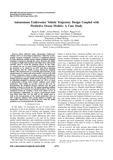 Pdf Autonomous Underwater Vehicle Trajectory Design Coupled With Predictive Ocean Models A