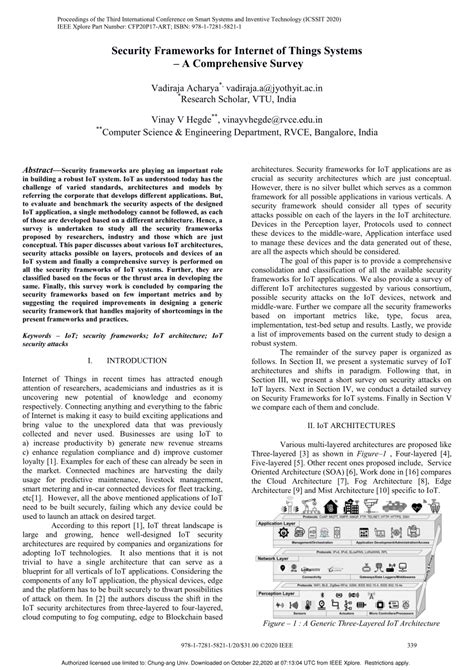 Pdf Security Frameworks For Internet Of Things Systems A Comprehensive Survey