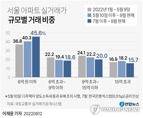 그래픽 서울 아파트 실거래가 규모별 거래 비중 연합뉴스