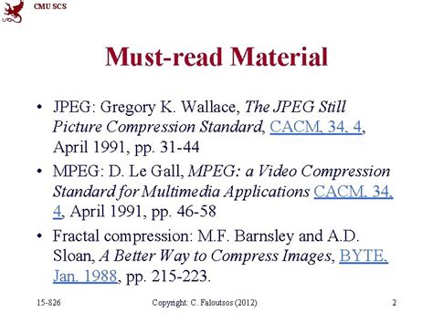 Cmu Scs 15 826 Multimedia Databases And Data