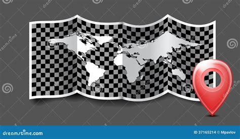 Folded World Map With Gps Marks Vector Illustration CartoonDealer Com
