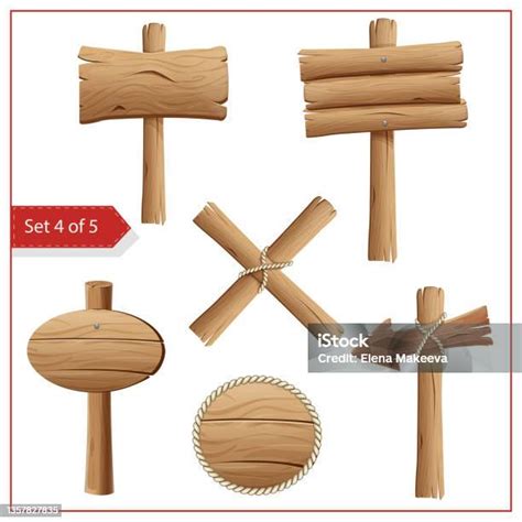 Vieux Panneaux Et Panneaux En Bois Isolés Sur Fond Blanc Illustration