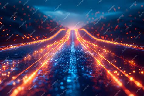 Accelerated Digital Transformation Shown Through Cyber Data Flow Road Concept Visuals Concept