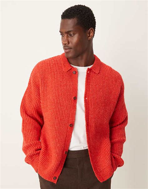 Asos Design Relaxed Boxy Fit Heavyweight Knitted Wool Mix Button