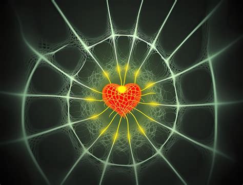 Premium Ai Image Red Heart Got Caught In Spider Web On Blurred Dark