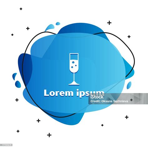 흰색 배경에 고립 된 샴페인 아이콘의 흰색 유리 액체 모양의 추상 배너입니다 벡터 일러스트레이션 기념일에 대한 스톡 벡터 아트 및 기타 이미지 Istock