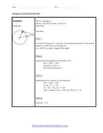 Tangents And Circles Worksheets