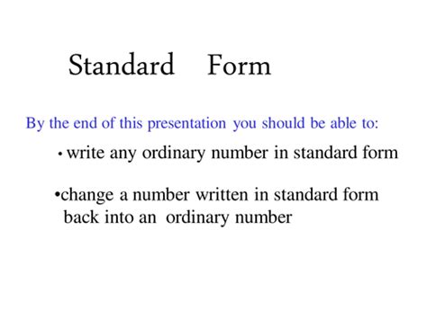 Writing Numbers In Standard Form Teaching Resources
