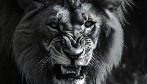 Premium Photo Wild Lion Head Illustration Monochrome Image For