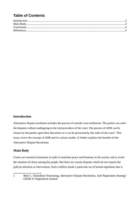 Alternative Dispute Resolution Modes And Benefits