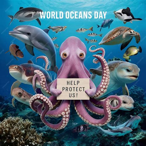 Underwater Unity Marine Lifes Plea to Protect Our Oceans | Premium AI-generated image