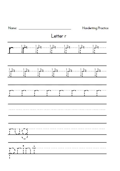 Letter R Writing Practice Worksheet Worksheets Hq