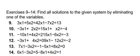 solved exercises 9 14 find all solutions to the given
