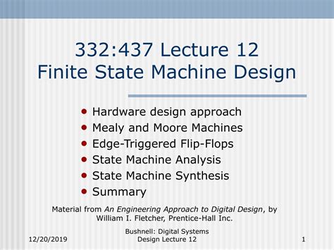 Ppt 332437 Lecture 12 Finite State Machine Design Powerpoint Presentation Id9180062