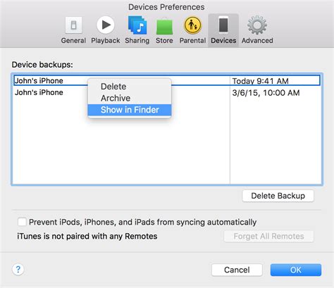 Find and manage your iTunes backups - Apple Support