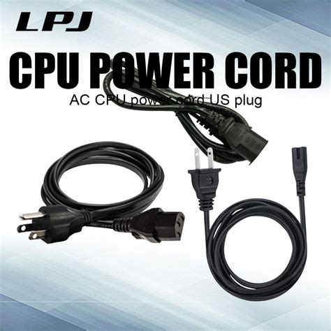 AC CPU Power Cord US Plug 2 Pins For PC Computer Monitor Rice Cooker