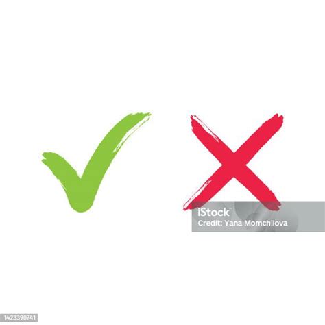 체크 및 크로스 브러시 표지판 녹색 체크 표시 확인 및 빨간색 X 아이콘입니다 알파벳 X에 대한 스톡 벡터 아트 및 기타 이미지 알파벳 X 확인표시 검사 보기