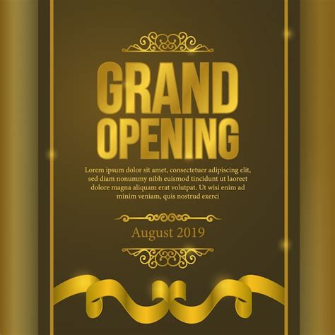 Evento De Cartel De Gran Inauguración Con Corte De Cinta Dorada
