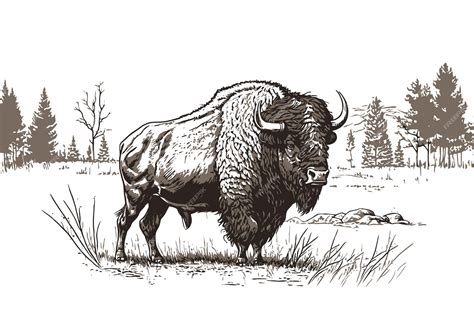 Premium Vector Buffalo Sketch Wild Buffalo Black Color In Sketch